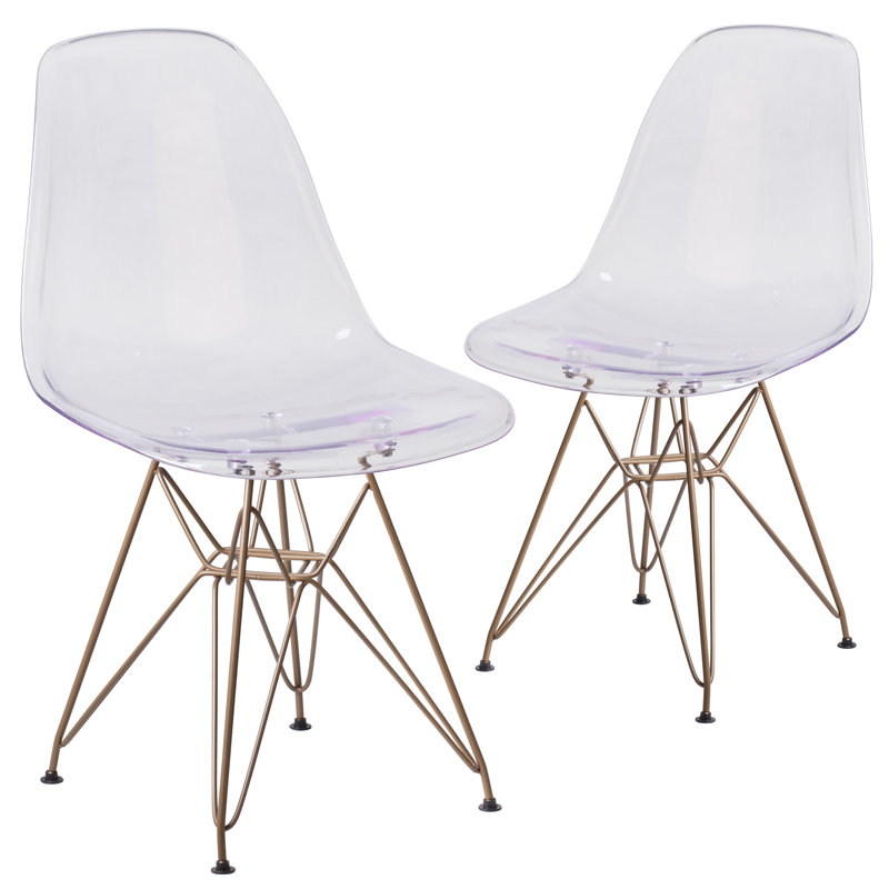 Wrought Studio Angeleen Ghost Chair Gold Metal Base Hospitality Seating Accent and Side Chair Reviews Wayfair